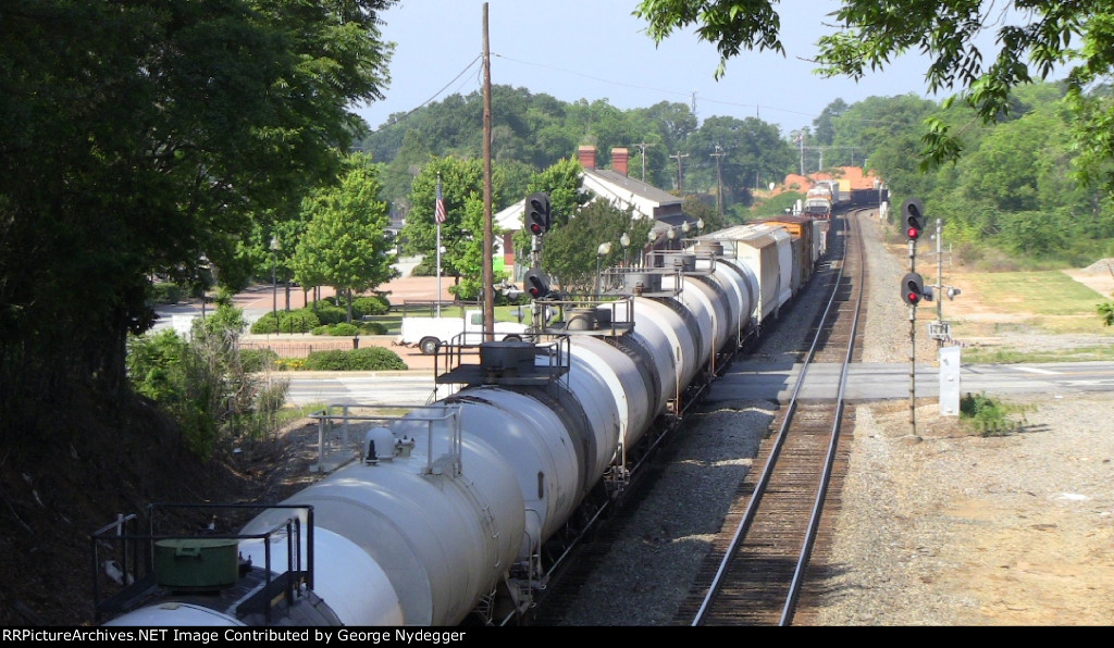 NS: mixed freight passing by the AMTRAK Station